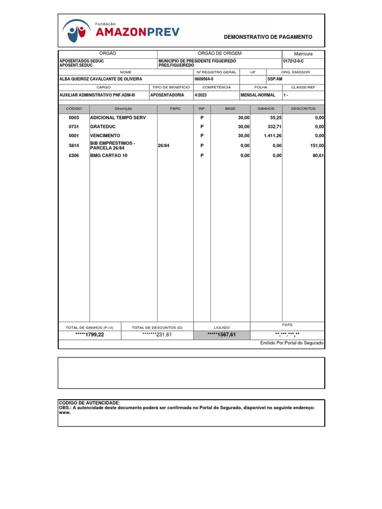 Contracheque 20234-3 | PDF
