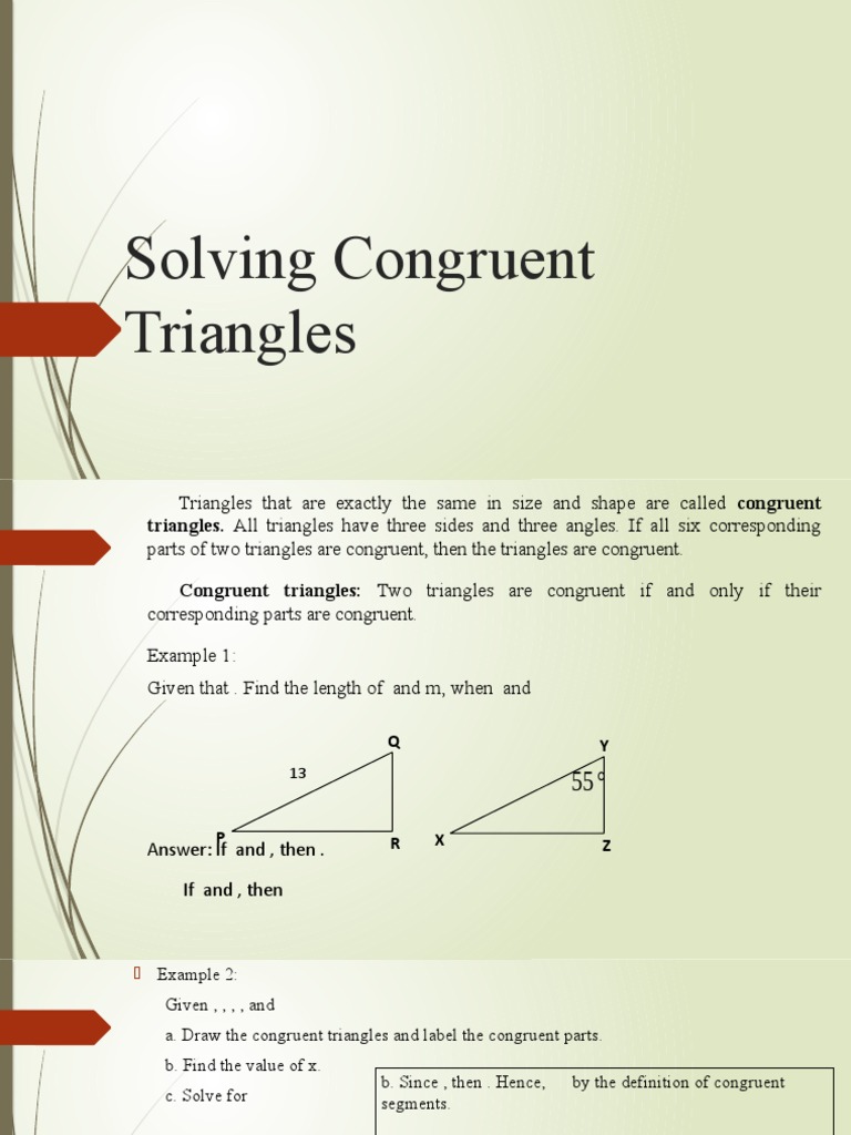 8L3 Solving Congruent Triangles | PDF | Triangle | Elementary Mathematics