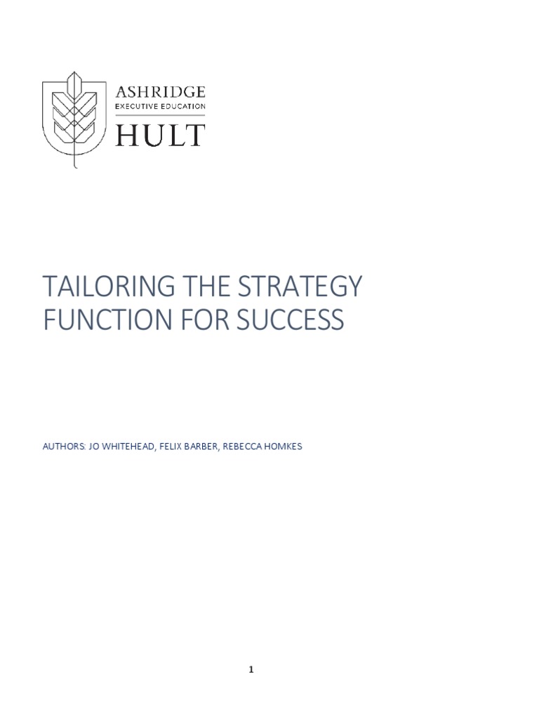 Tailoring Strategy Functions for Success | PDF