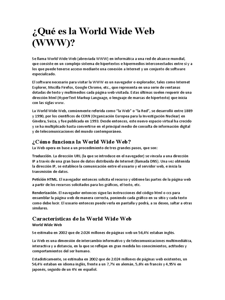Qué Es La World Wide Web | PDF | Red mundial | Internet y web