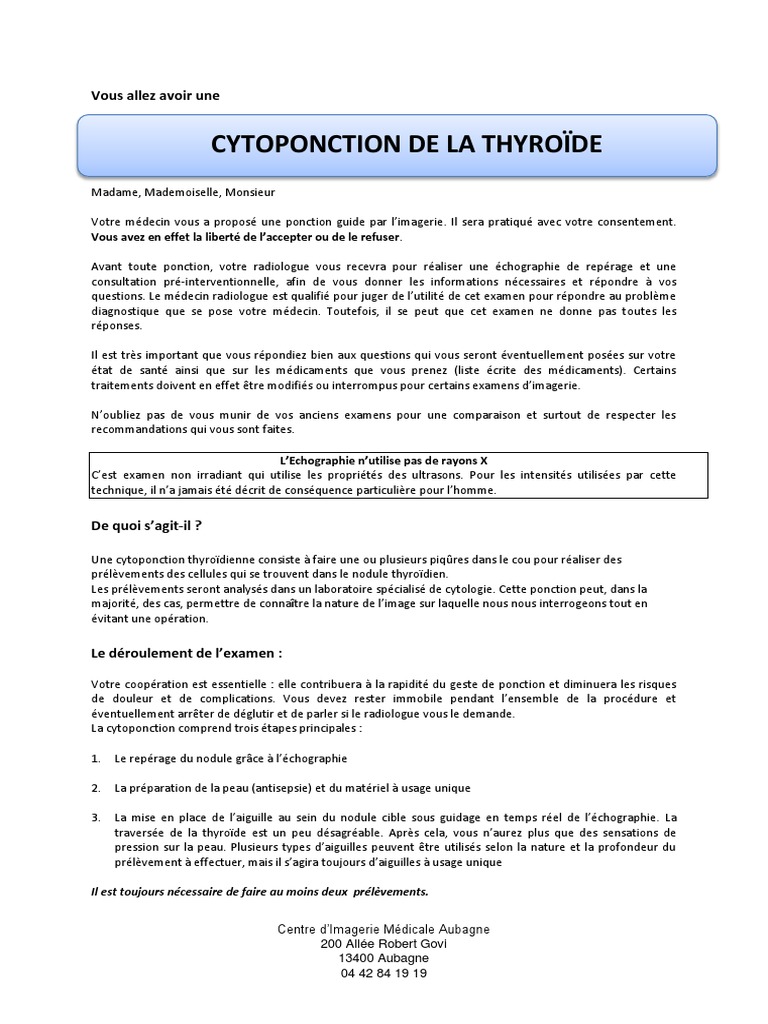 Guide de la Cytoponction Thyroïdienne | PDF | Wellness