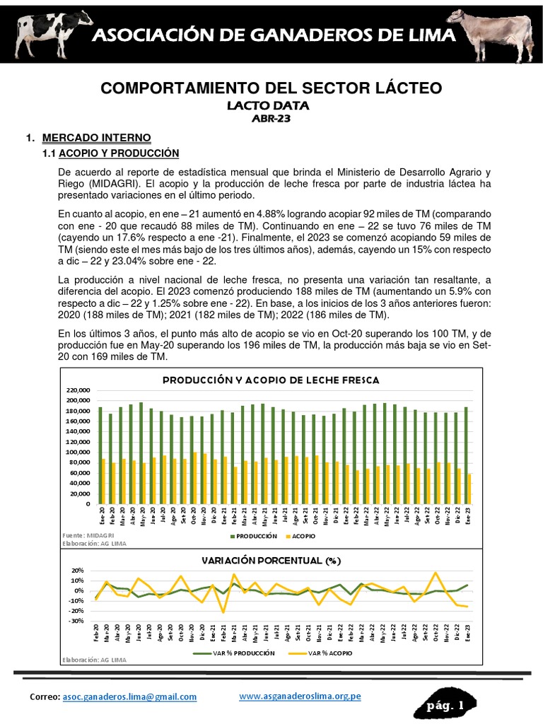 Sector Lacteo Peru ABR - 23 | PDF | Queso | Leche