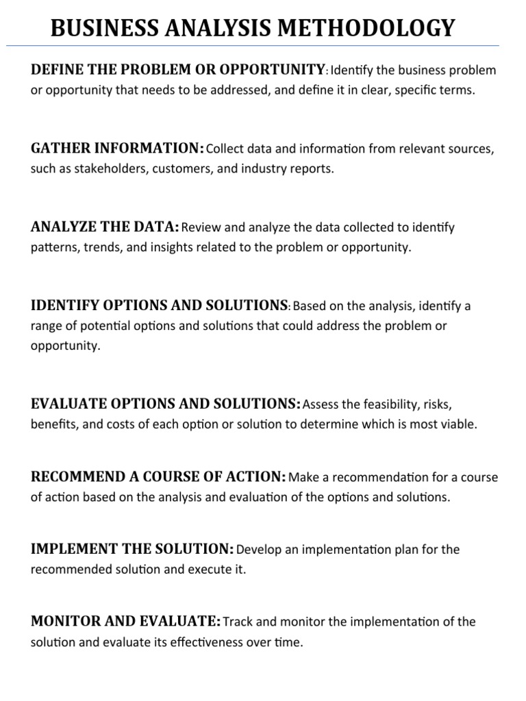 BUSINESS ANALYSIS METHODOLOGY | PDF