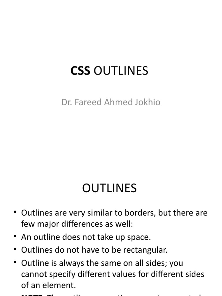 Lecture 22 - CSS OUTLINES | PDF | Html | Html Element