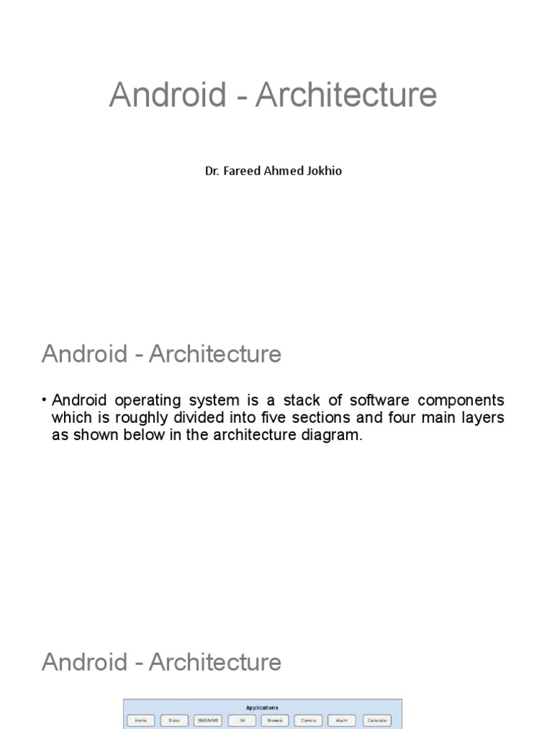 Lecture 2 - Android - Architecture | PDF | Android (Operating System) | Java (Programming Language)