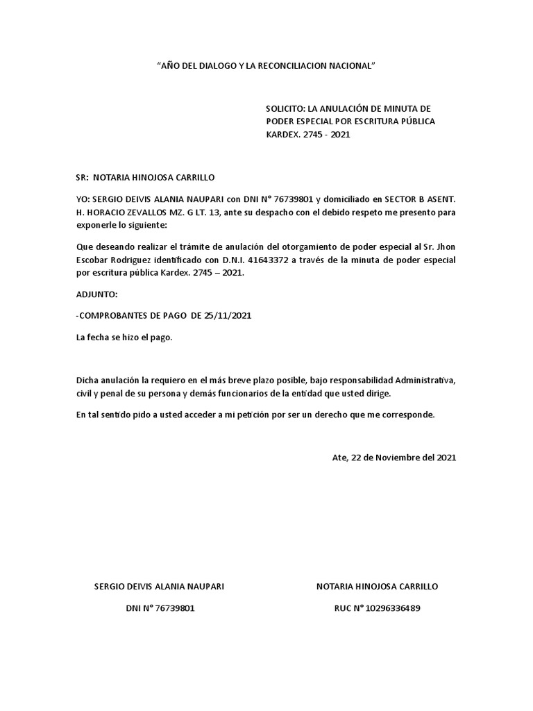 Solicitud de Anulacion | PDF