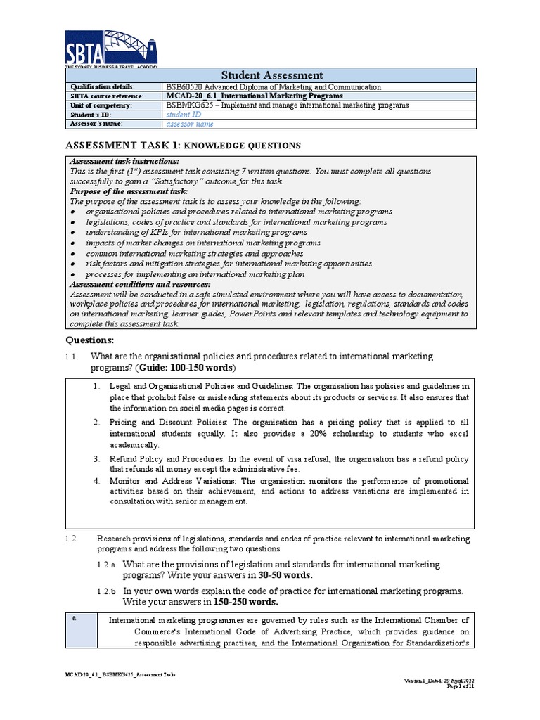 ASSESSMENT-MCAD-20 - 6.1 - Student Assessment | PDF | Performance Indicator | Educational Assessment
