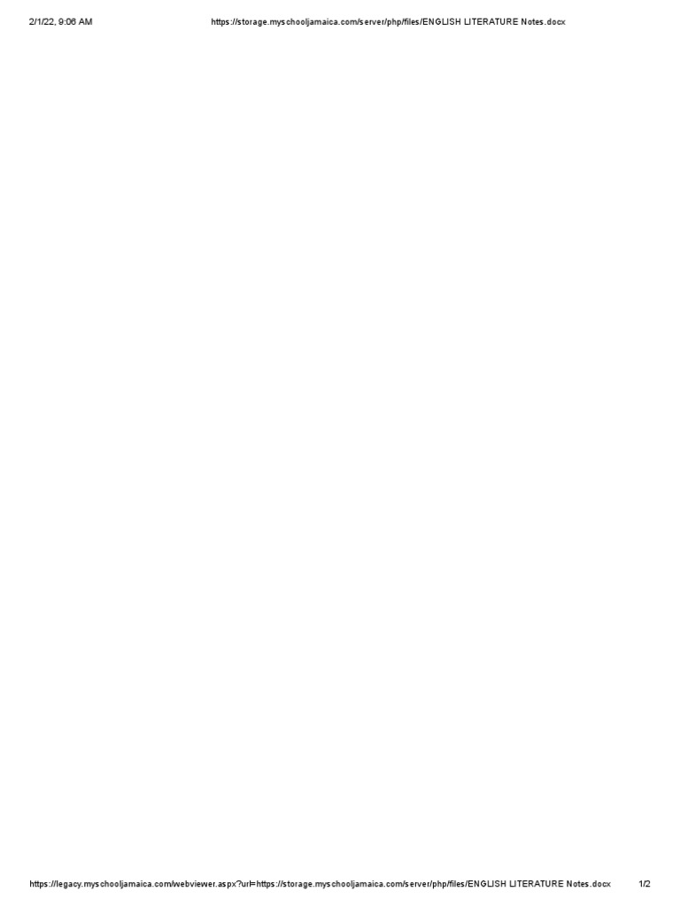 English Literature Study Notes PDF | PDF