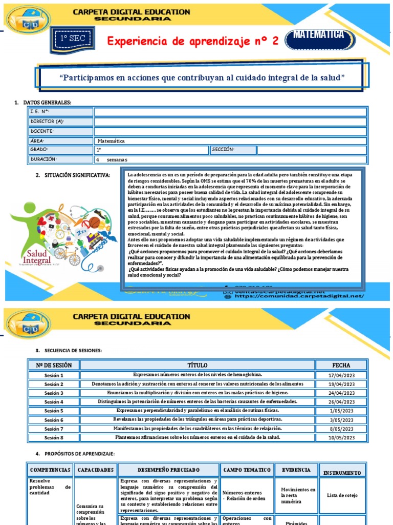 1º Experiencia de Aprendizaje - Exp. 02 - Mate | PDF
