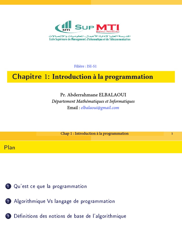 Cours Chap1 | PDF | Langage de programmation | Programme informatique