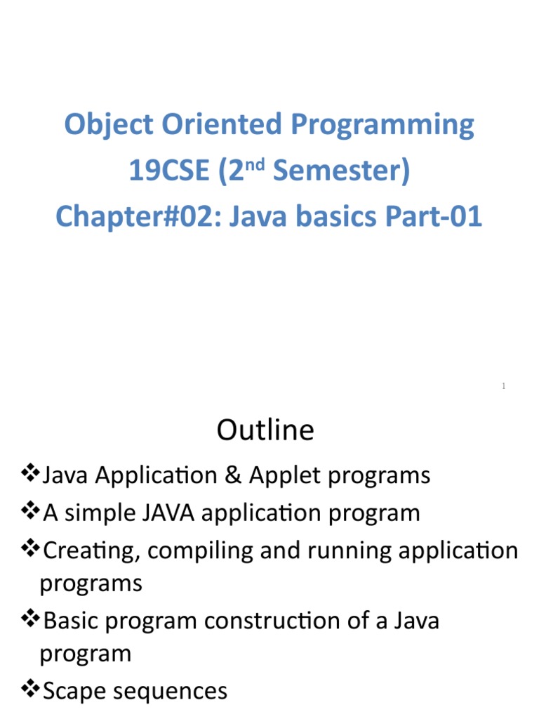 Chapter 02 - Java Basics Part1 | PDF | Java (Programming Language ...