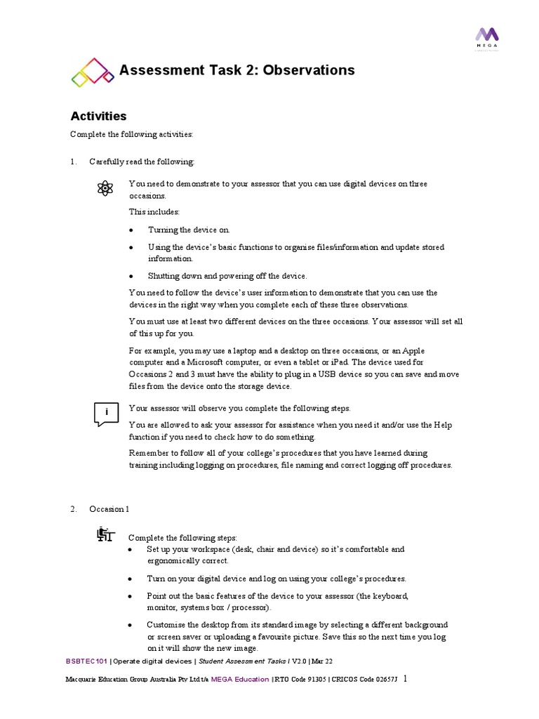 BSBTEC101 Activities Assessment Tasks 2 | PDF | Application Software ...