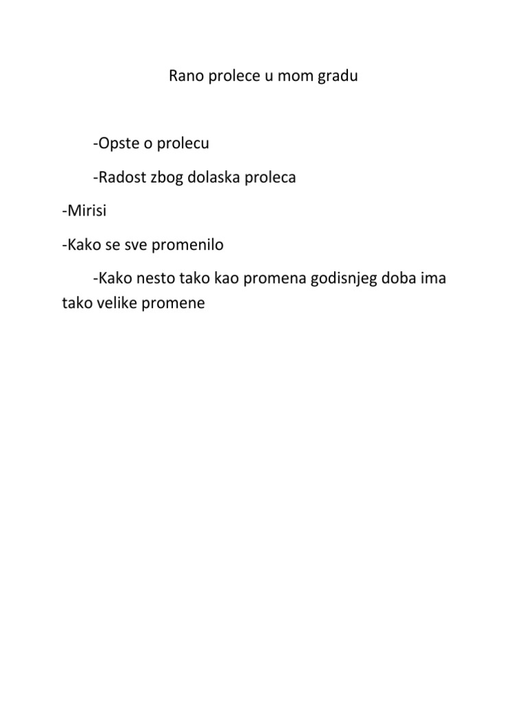Rano Prolece U Mom Gradu | PDF