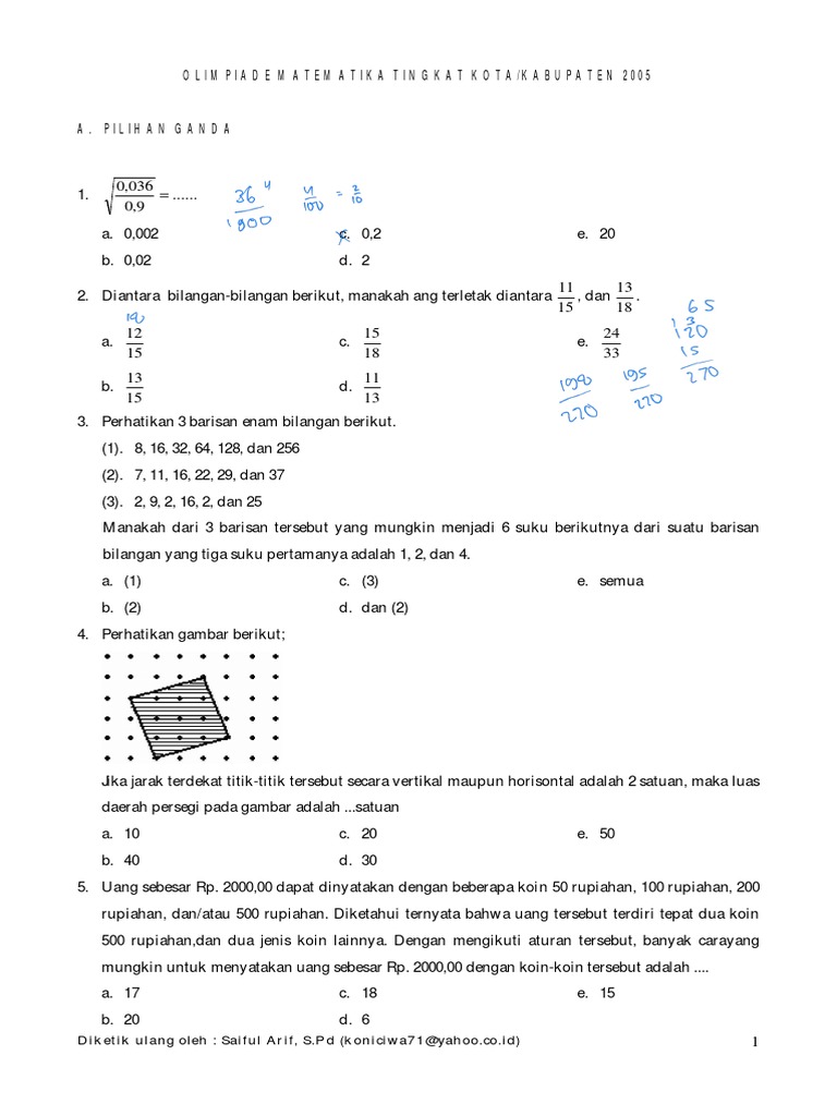 Osk Matematika SMP 2005 | PDF