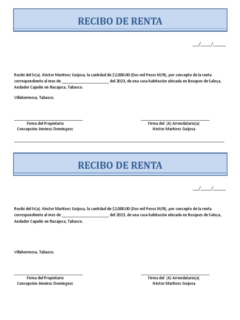 RECIBO DE RENTA 2023 | PDF