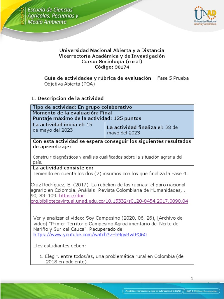 Guía de Actividades y Rúbrica de Evaluación - Fase 5 - Prueba Objetiva Abierta (POA) | PDF ...