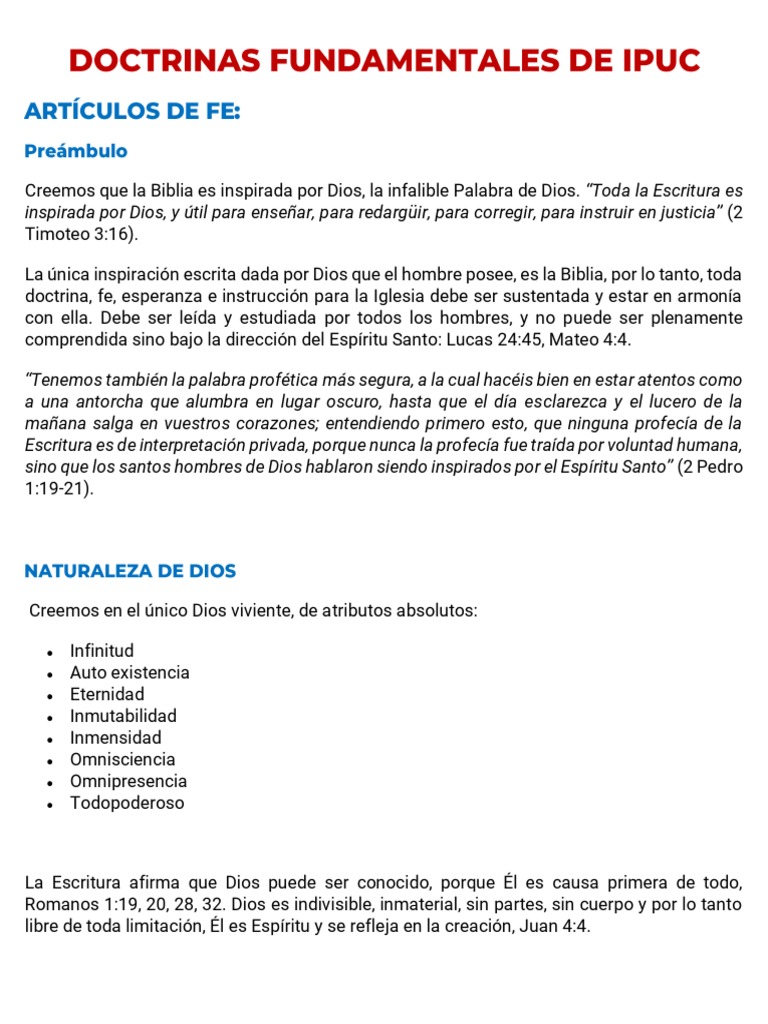 Doctrinas Fundamentales de Ipuc | PDF | eucaristía | La resurrección de Jesús