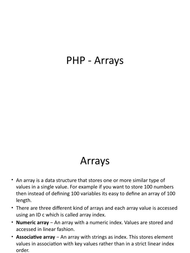Lecture 9 - PHP - Arrays | PDF | Computer Science | Software Development Lecture 9 - PHP - Arrays | PDF | Computer Science | Software Development