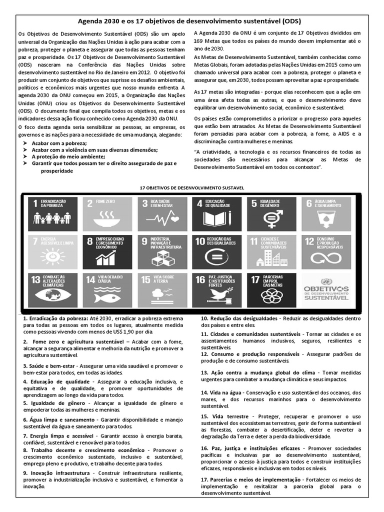 Ods Atividade | Download grátis PDF | Sustentabilidade | Desenvolvimento sustentável