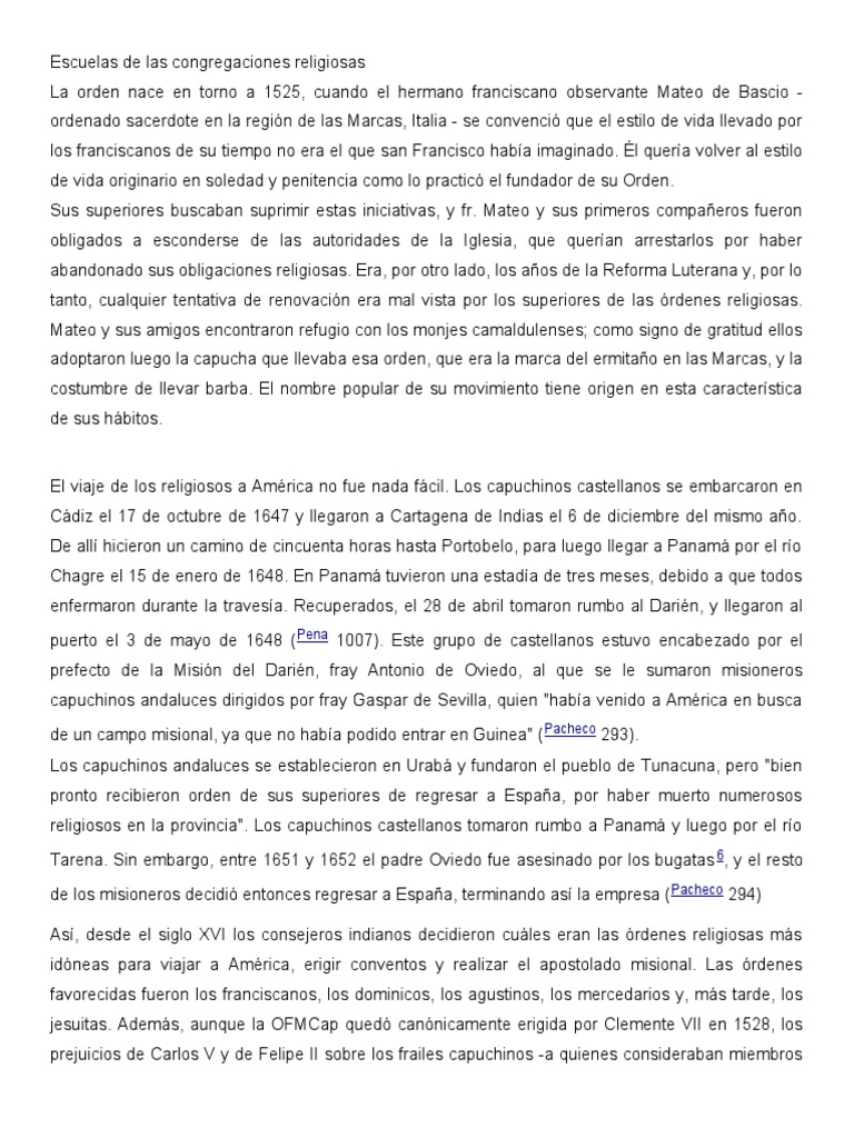 Historia de la Iglesia de los Capuchinos | PDF