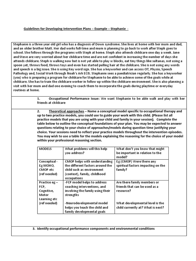 Intervention Plan for Child with Down Syndrome | PDF | Self-Improvement ...