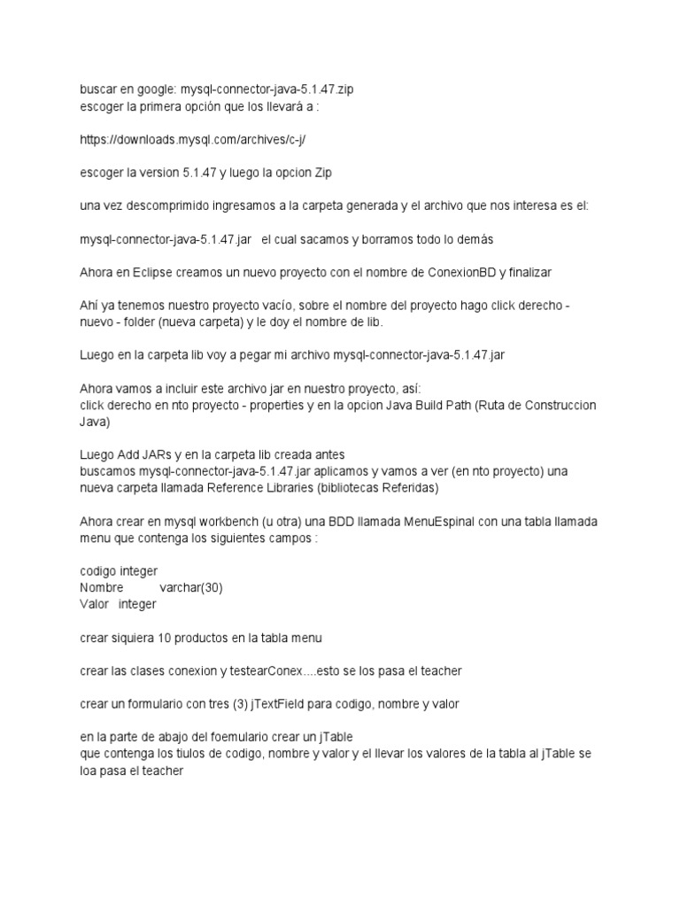 Conectar Java Con Mysql Pdf Arte Tecnología