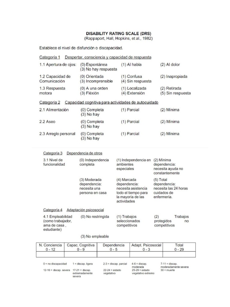 Disability Rating Scale | PDF