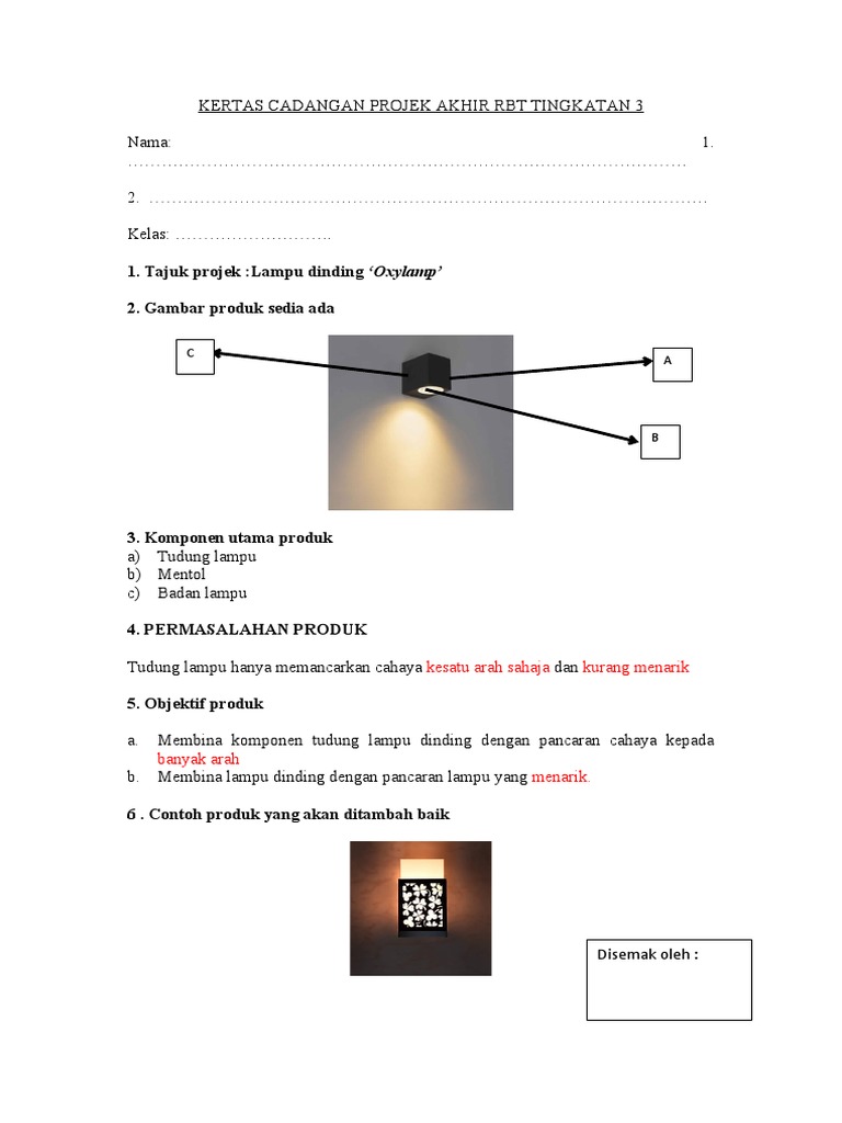 Kertas Cadangan Projek Akhir RBT Tingkatan 3 | PDF