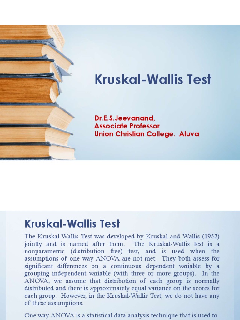 Kruskal Wallis | PDF | Analysis Of Variance | Mann–Whitney U Test