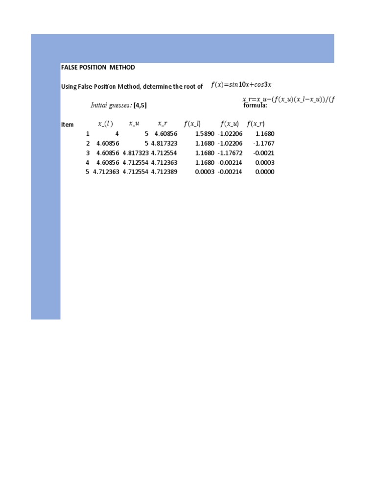 False Position Method Example 1 | PDF
