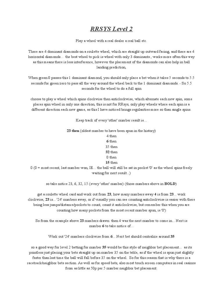 RRSYS Level 2 Personal System | PDF | Roulette