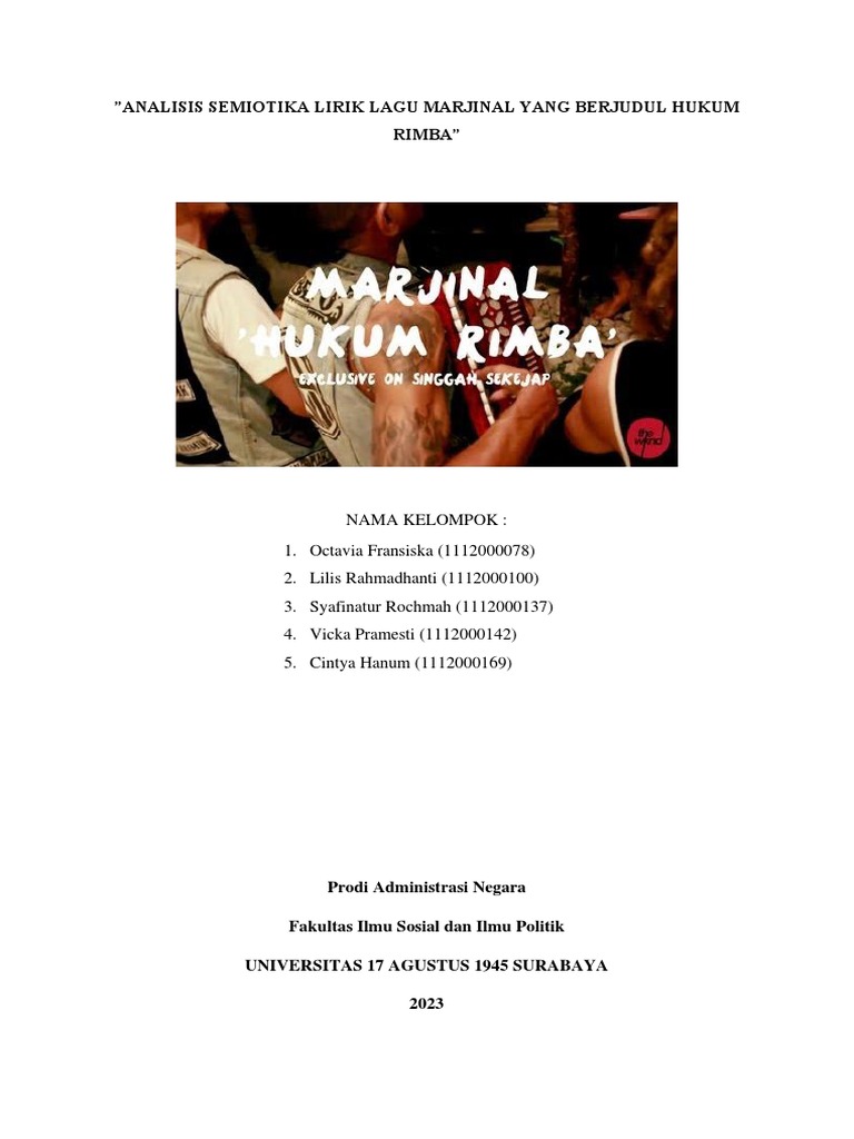 Analisis Semiotika Lirik Lagu Marjinal Yang Berjudul Hukum Rimba | PDF