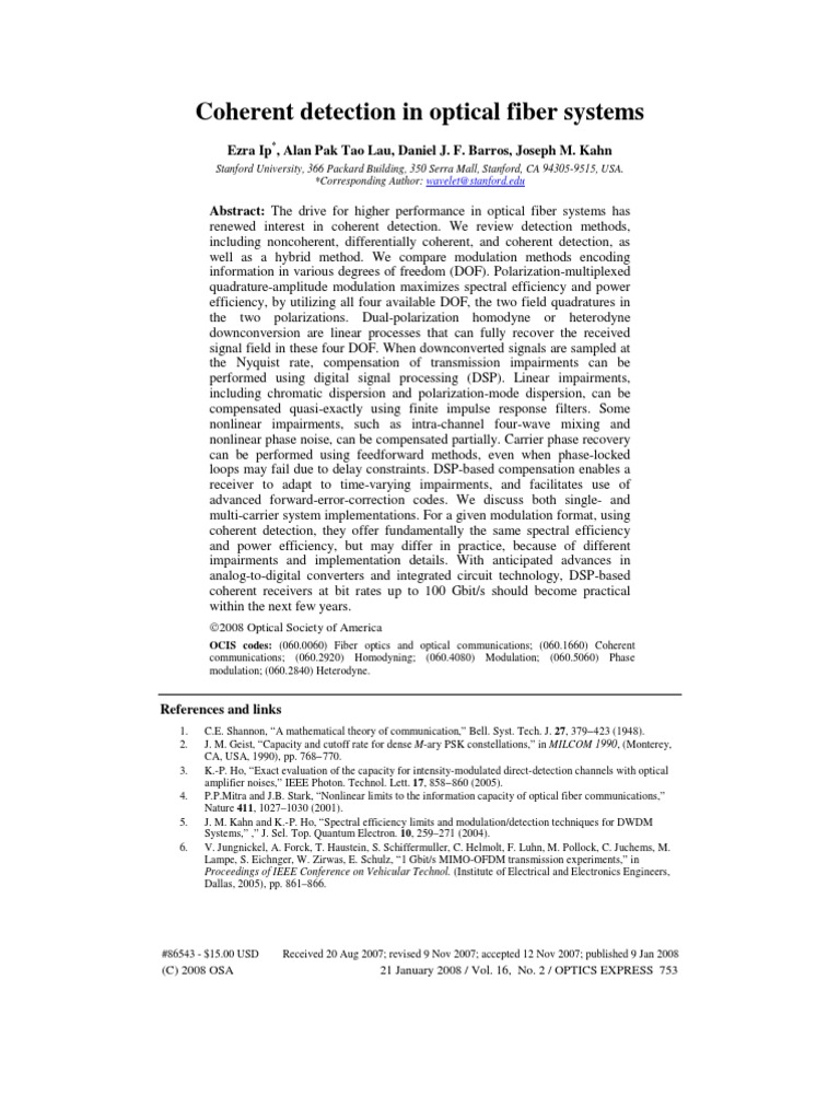 Coherent Detection | PDF