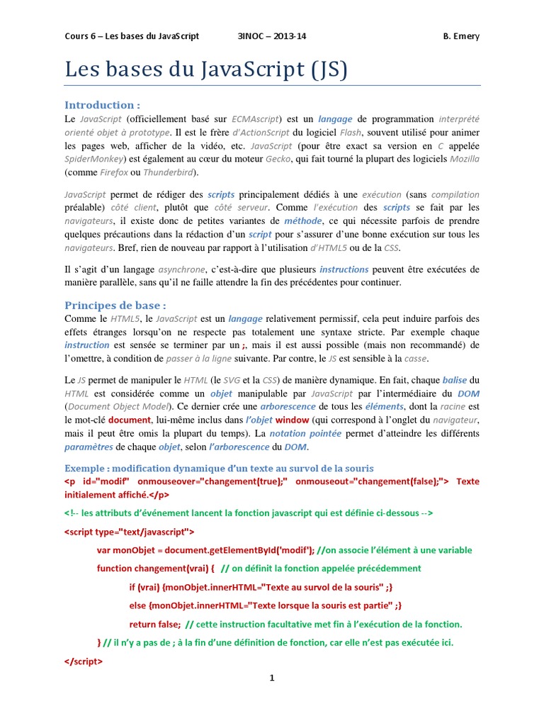 LES Bases Du Javascript | PDF