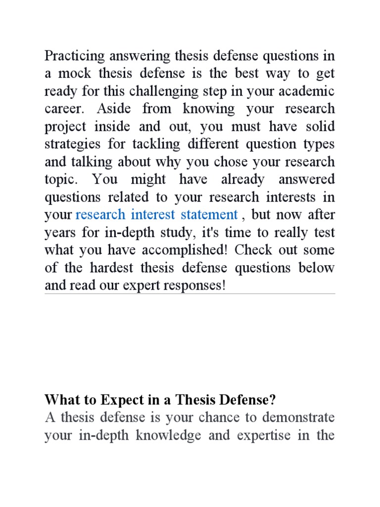 Questions For Proposal Defense | PDF | Matter | Thesis