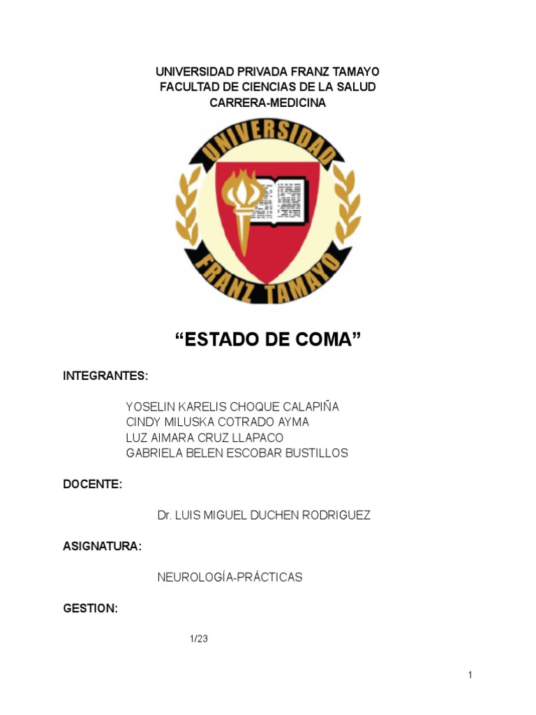Estado de Coma: Definición y Etiología | PDF | Coma | Ojo humano