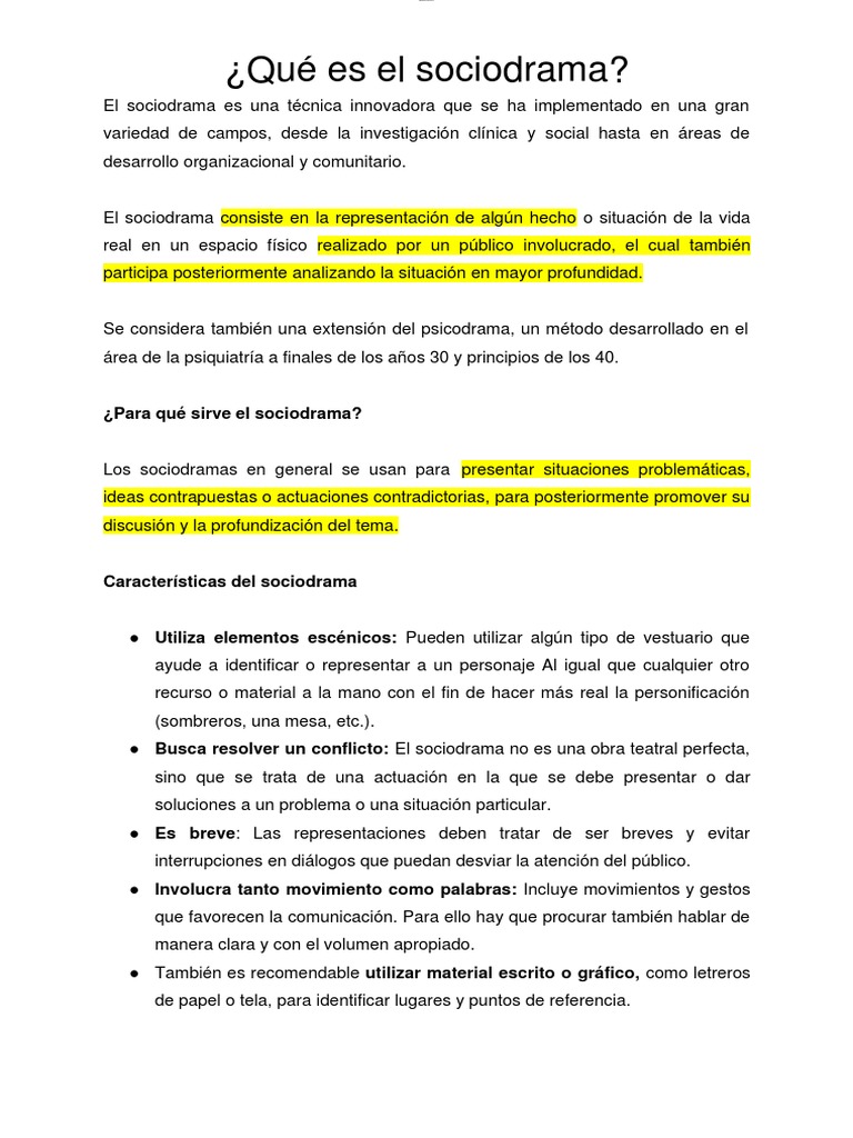 Ejemplo de Sociodrama | PDF