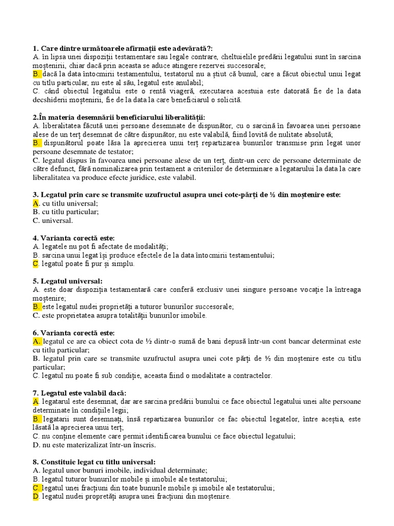 Lucrare Semin - Nr. 10 - SUCCESIUNI - LEGATELE | PDF