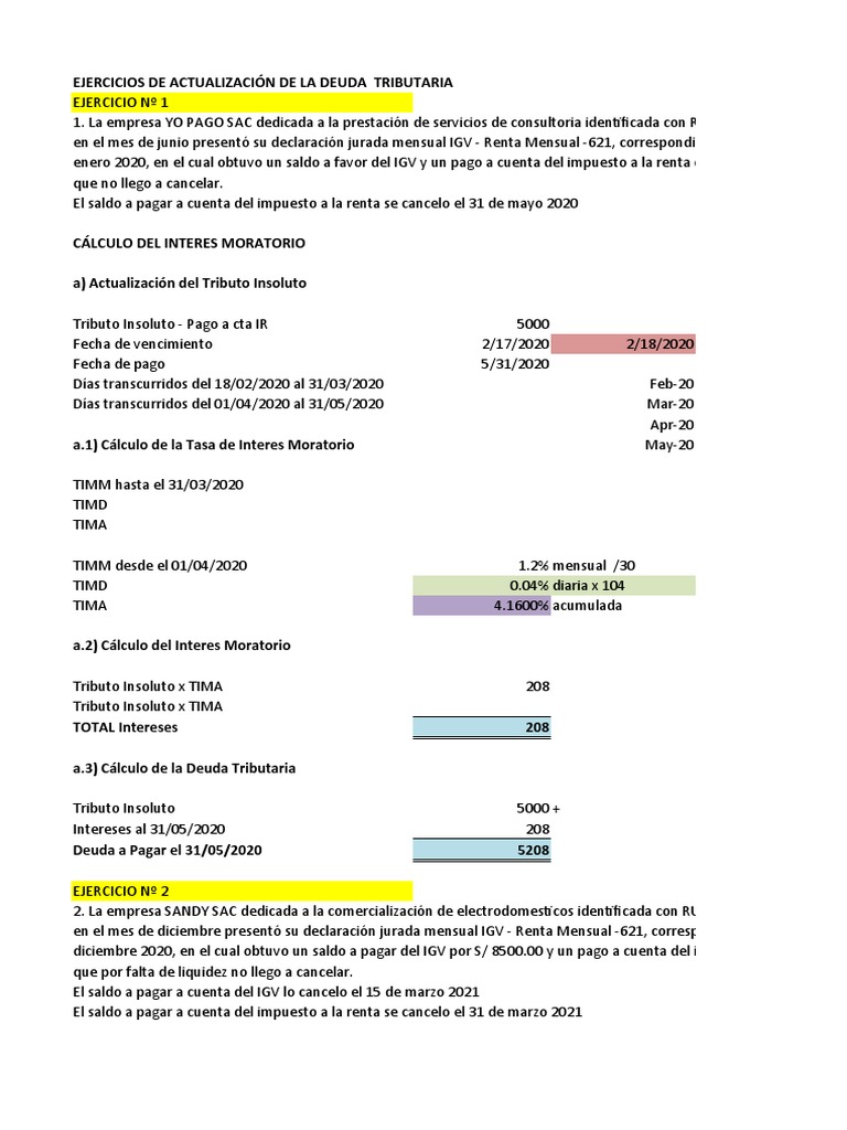 Ejercicios de Tributaria | PDF | Impuesto sobre la renta | Impuestos