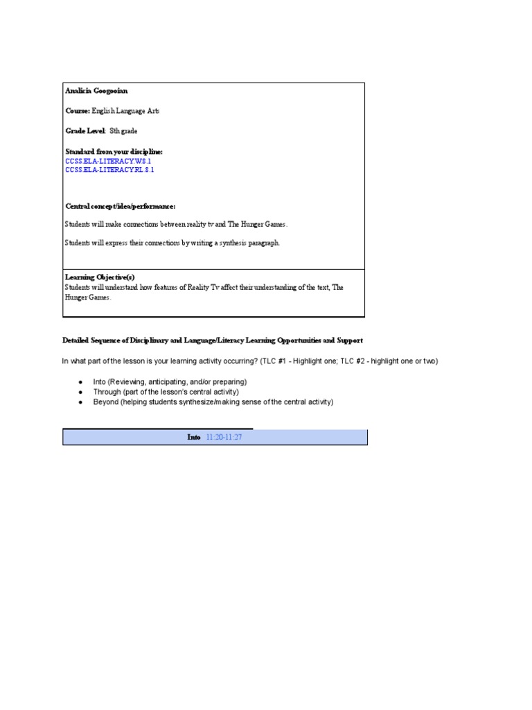 TLC 2 Lesson Plan-2 | PDF | Experience | Learning