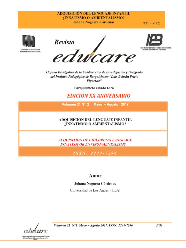 Vista de 5. Adquisición del lenguaje infantil ¿Innatismo o ambientalismo_ _ Revista EDUCARE ...