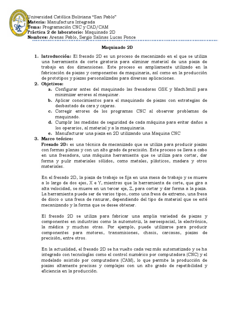 Maquinado 2D con CNC: Programa, Configuración y Errores | PDF | Control numerico | Sector ...
