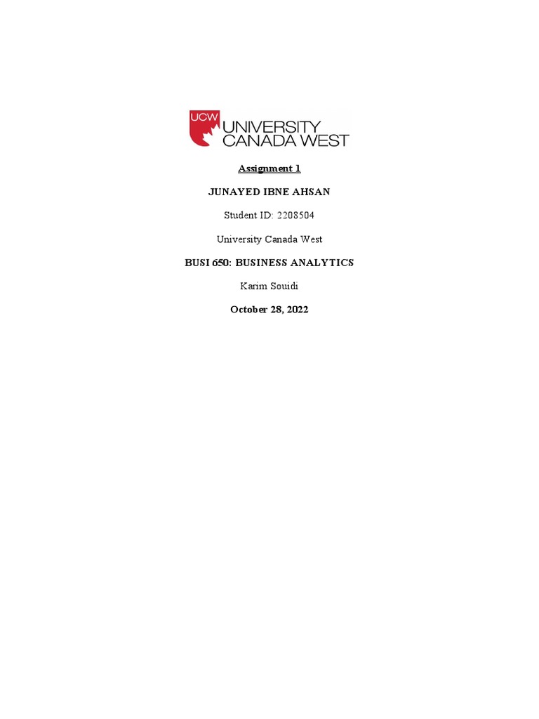 BUSI 650 Assignment 1 | PDF