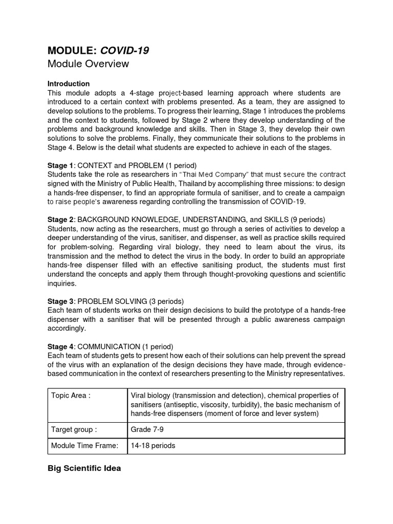 Covid 19 STEM Module Overview | PDF