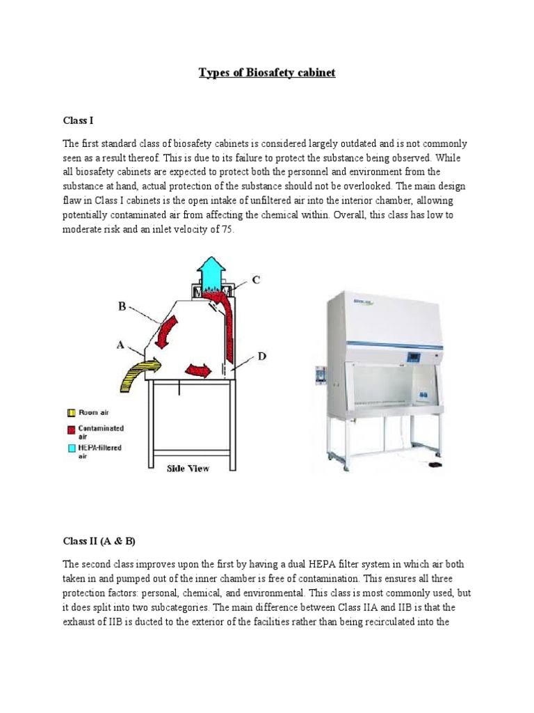 Types of Biosafety Cabinet | PDF