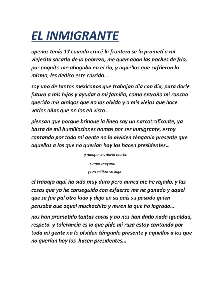 El Inmigrante | PDF