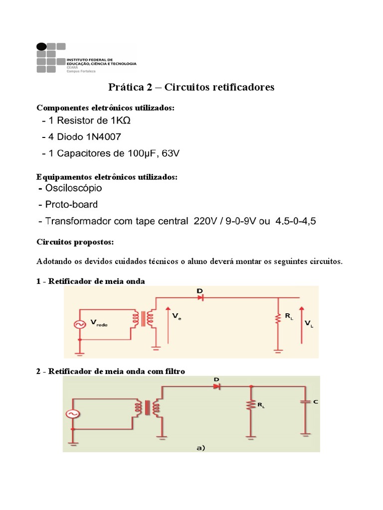 Prática 2 - Circuitos retificadores | PDF