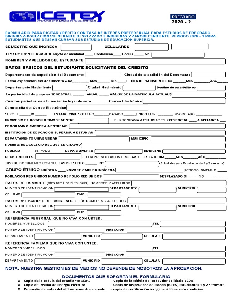 Formulario Icetex | PDF