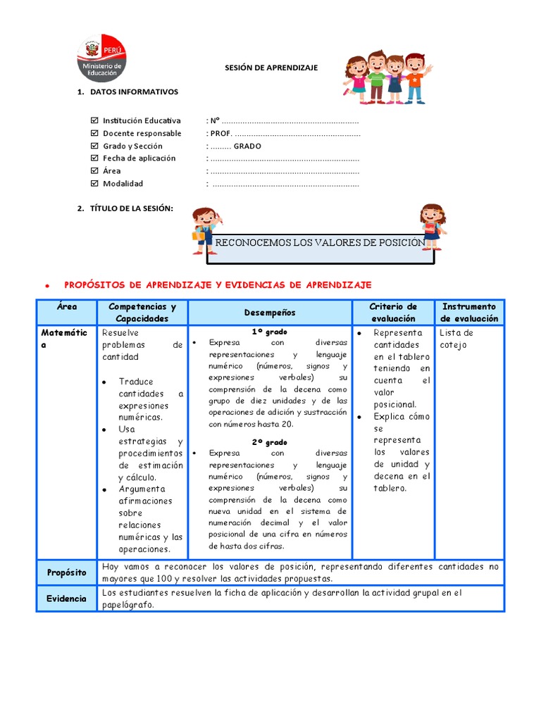Martes A - Sesion - Reconocemos Los Valores de Posicion | PDF ...