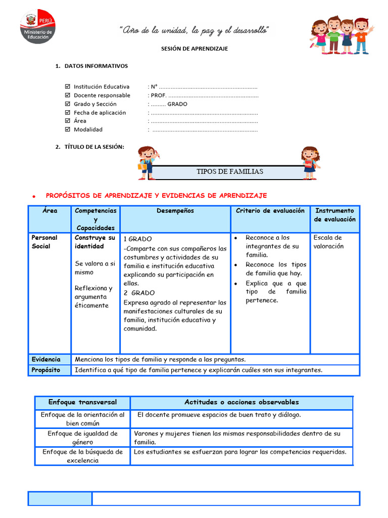 Tipos de Familia para Primaria | PDF | Evaluación | Aprendizaje